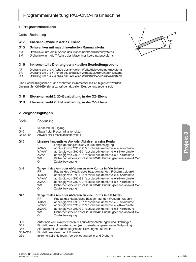 Programmieranleitung Pal CNC Fraesmaschine Data | PDF
