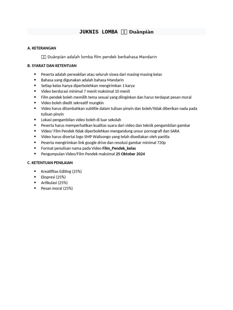 JUKNIS LOMBA 短片 | PDF