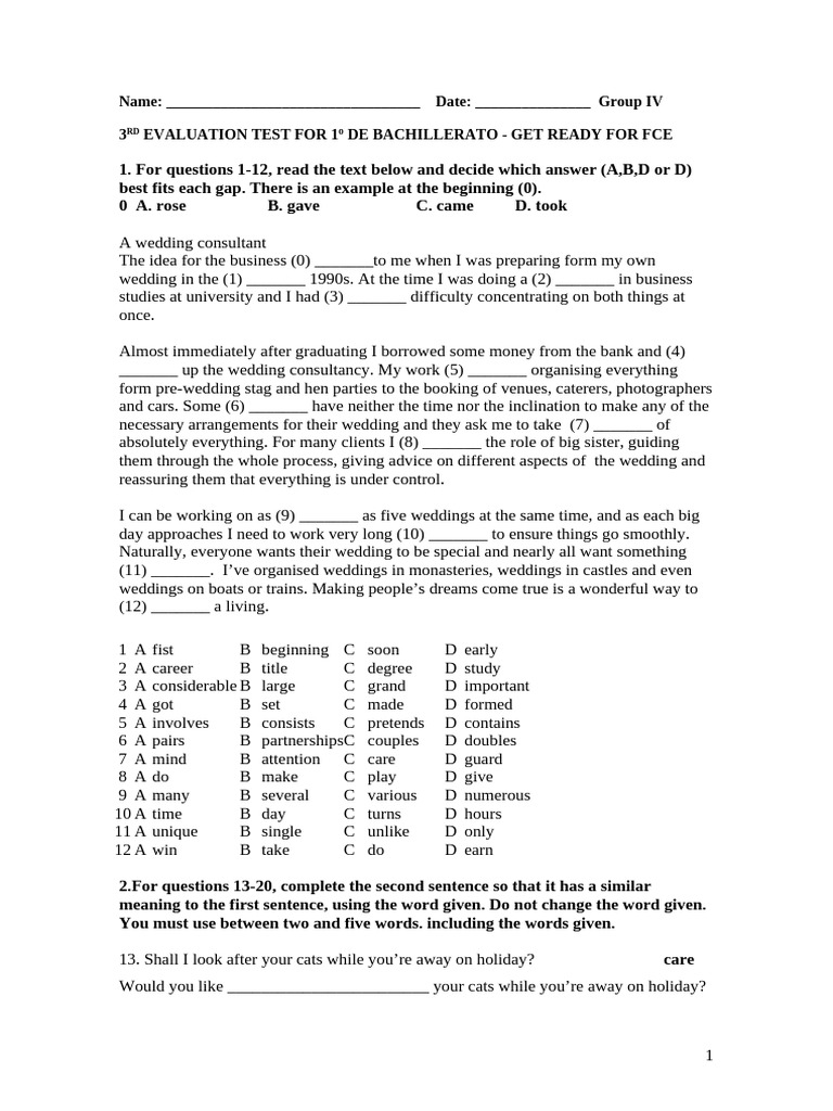 Test 3 Evaluacion - 1ºbach - FCEt | PDF
