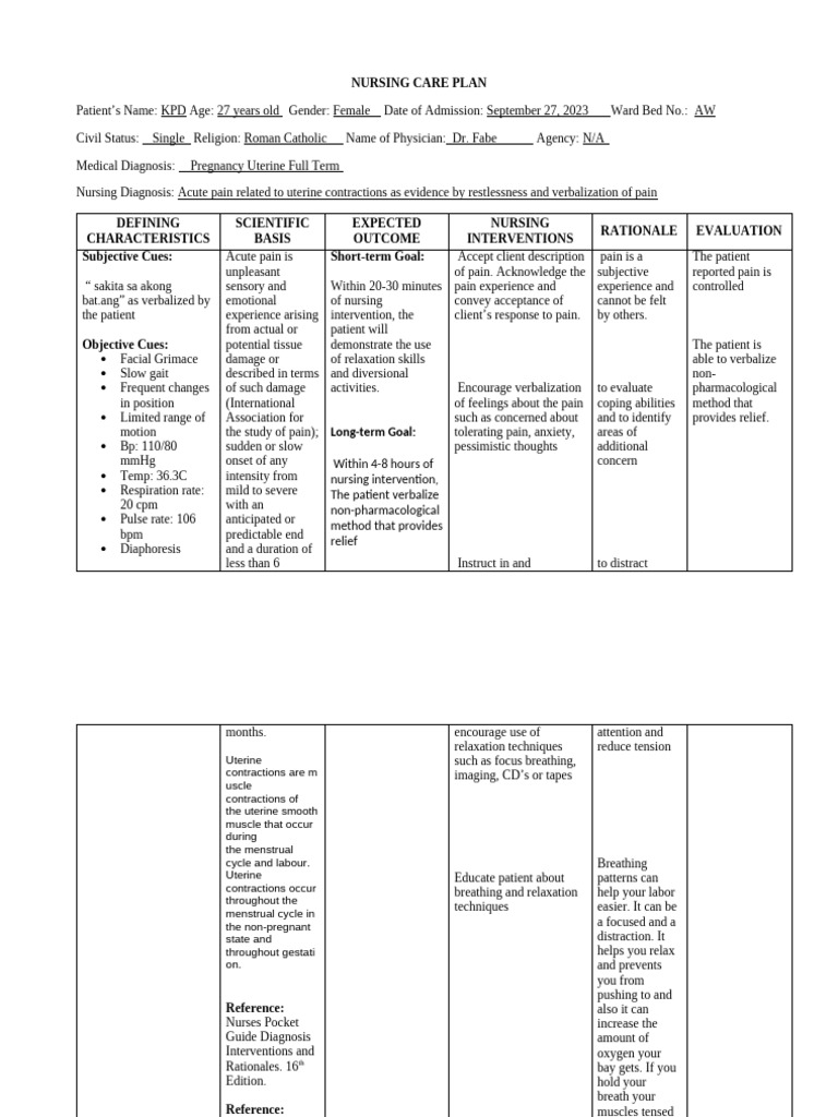 Nursing Care Plan Final | PDF