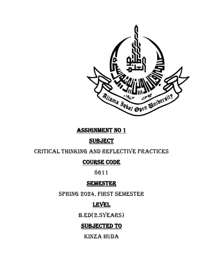 8611assignment No 1 | PDF | Power (Social And Political) | Critical Thinking