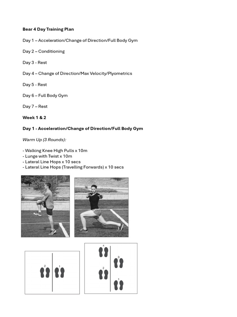 Bear Mode 4-Day Workout Plan | PDF | Weight Training | Physical Exercise