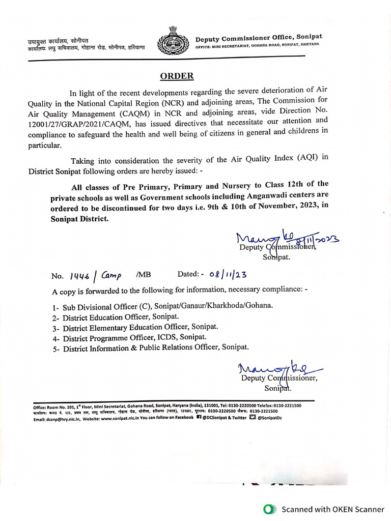 Orders - School Closure | PDF