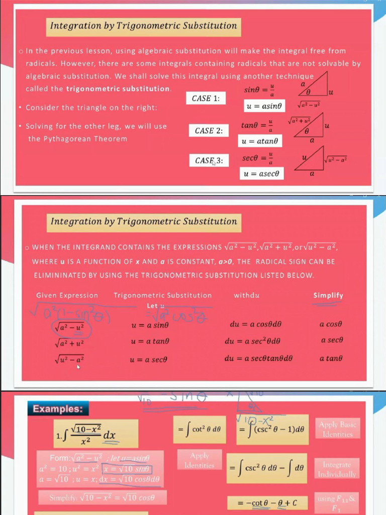 Integration By Trigonometric Substitution Pdf