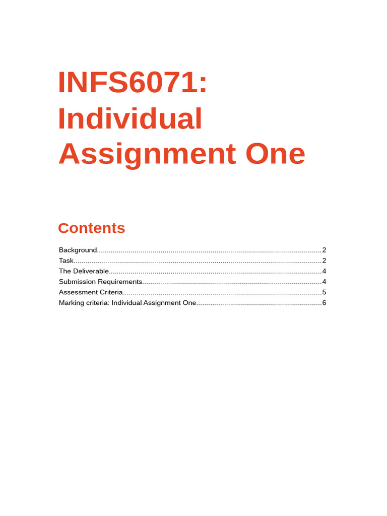 INFS6071_Individual Assignment One_2024 | PDF