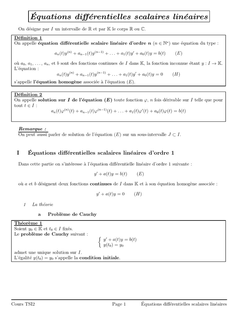 Chapitre 2 Équations Différentielles Linéaires | PDF