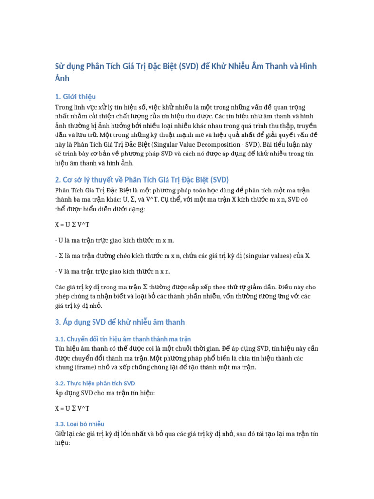SVD Denoising Report | PDF