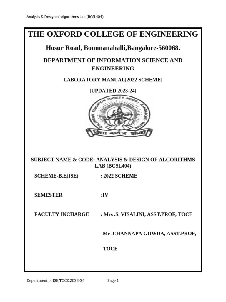 ADA Lab Manual Updated 2023-24 | PDF