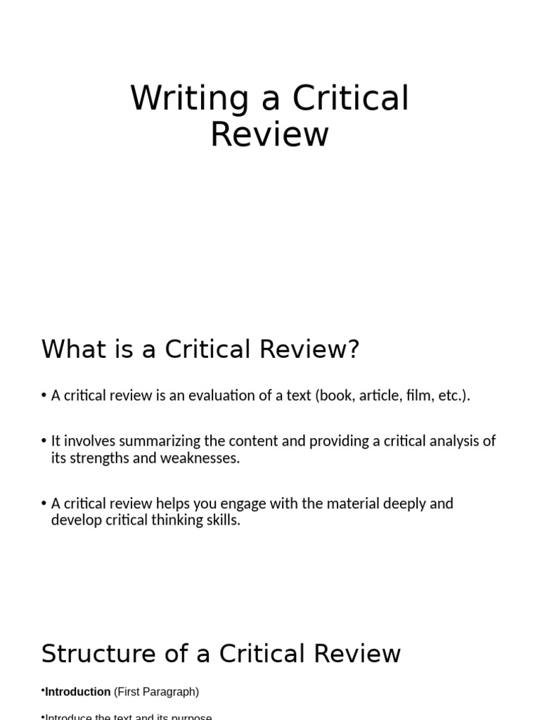 Writing A Critical Review | PDF