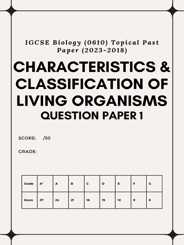 IGCSE Biology Characteristics and Classification of Living Organisms | PDF