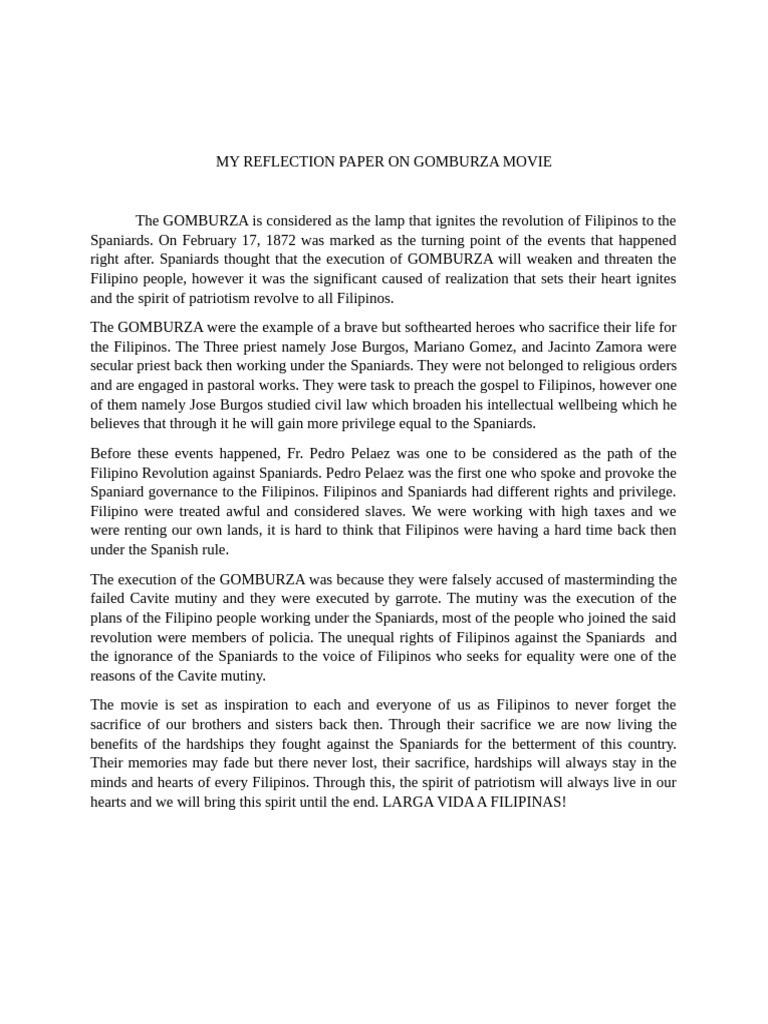 Reflection Paper of Gomburza Movie | PDF