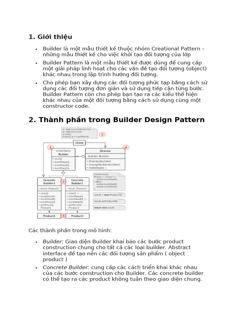 Thành phần trong Builder Design Pattern: 1. Giới thiệu | PDF