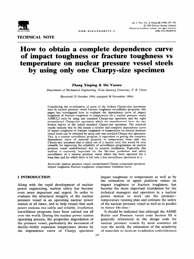 1996 - How To Obtain A Complete Dependence Curve of Impact Toughness or Fracture Toughness Vs ...