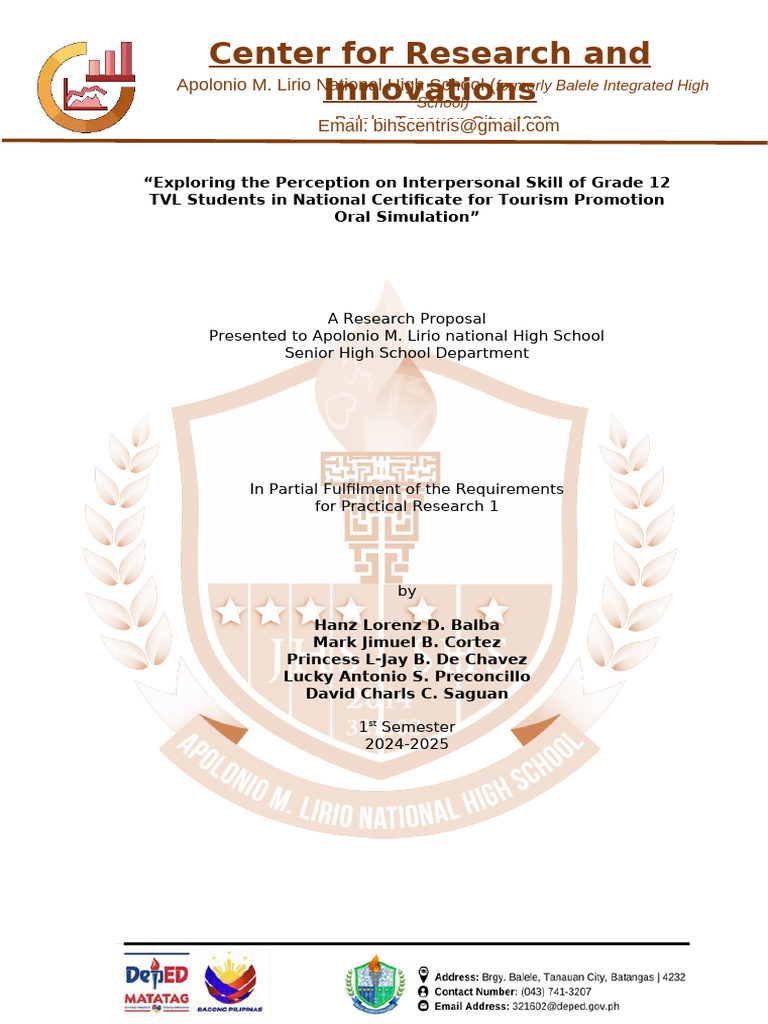 TVL - TAAL-GROUP-1 Final | PDF | Communication | Emotional Intelligence