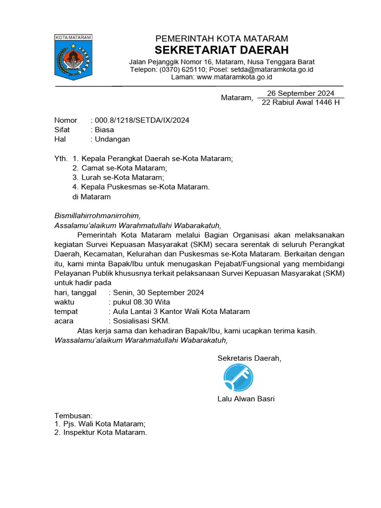 Surat Undangan Sosialisasi SKM | PDF