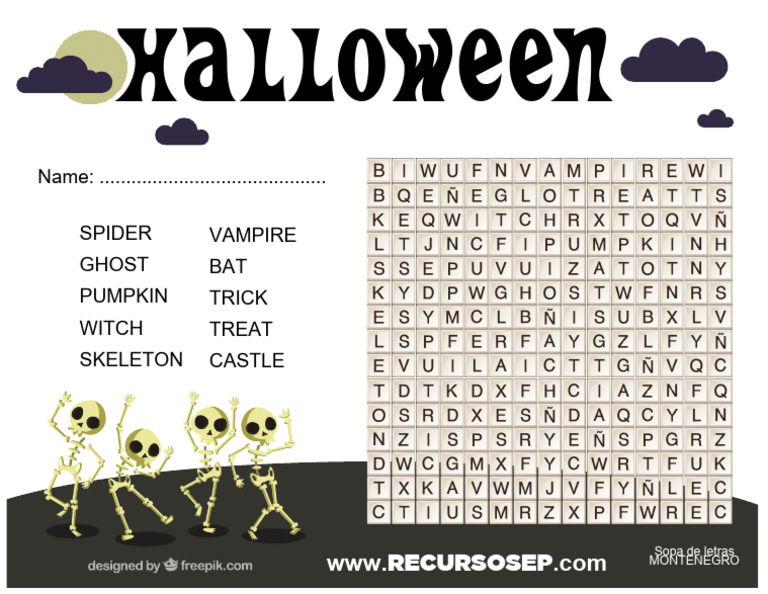 Sopa de Letras Halloween Inglés | PDF