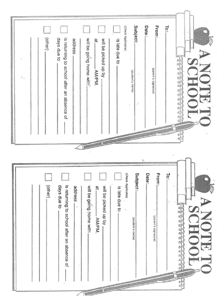 Student Notes To School | PDF