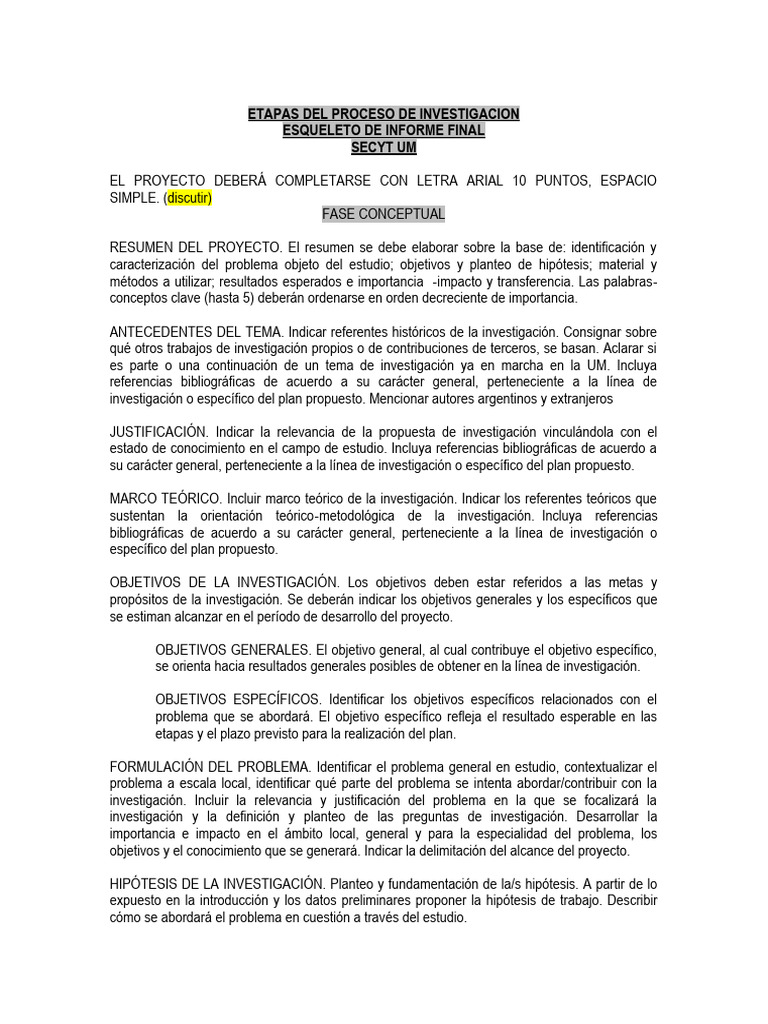 Esqueleto de Informe Final | PDF