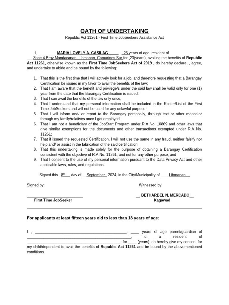 Oath of Undertaking | PDF