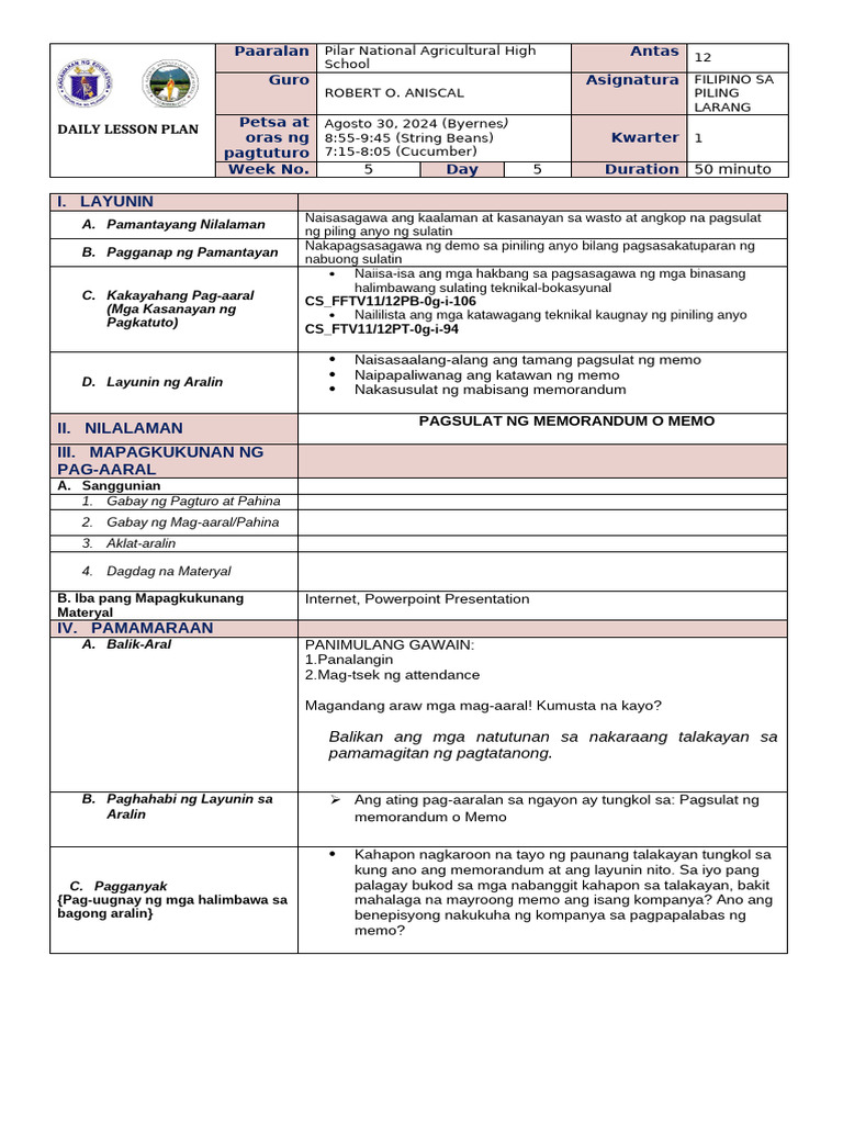 Pagsulat NG Memorandum | PDF