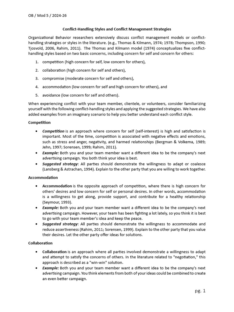 Self Study - Conflict MGMT Techniques | PDF