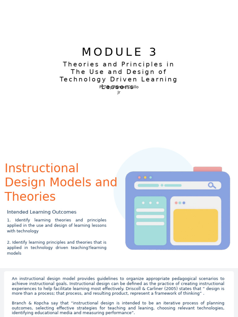 Module 3 Theories and Principles in The Use and Design of Technology Driven Learning Lessons | PDF