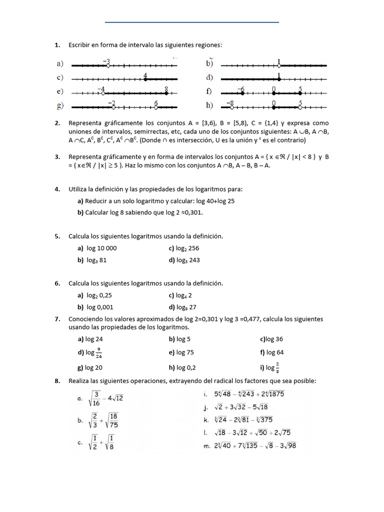 EJERCICIOS Repaso Tema 1 - 4 ESO Acad | PDF
