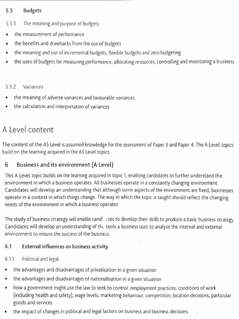 Budgets As Level Business Pdf