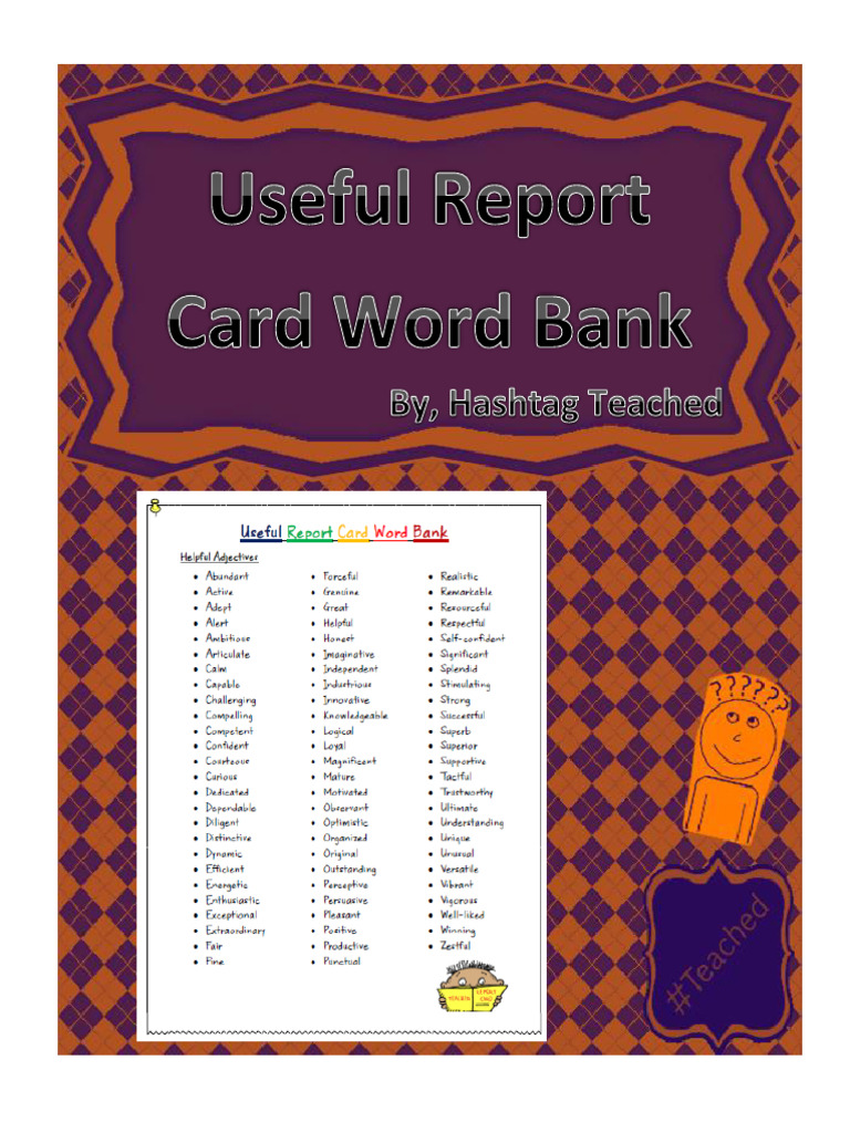 UsefulReportCardWordBankFREEBIE 1 | PDF
