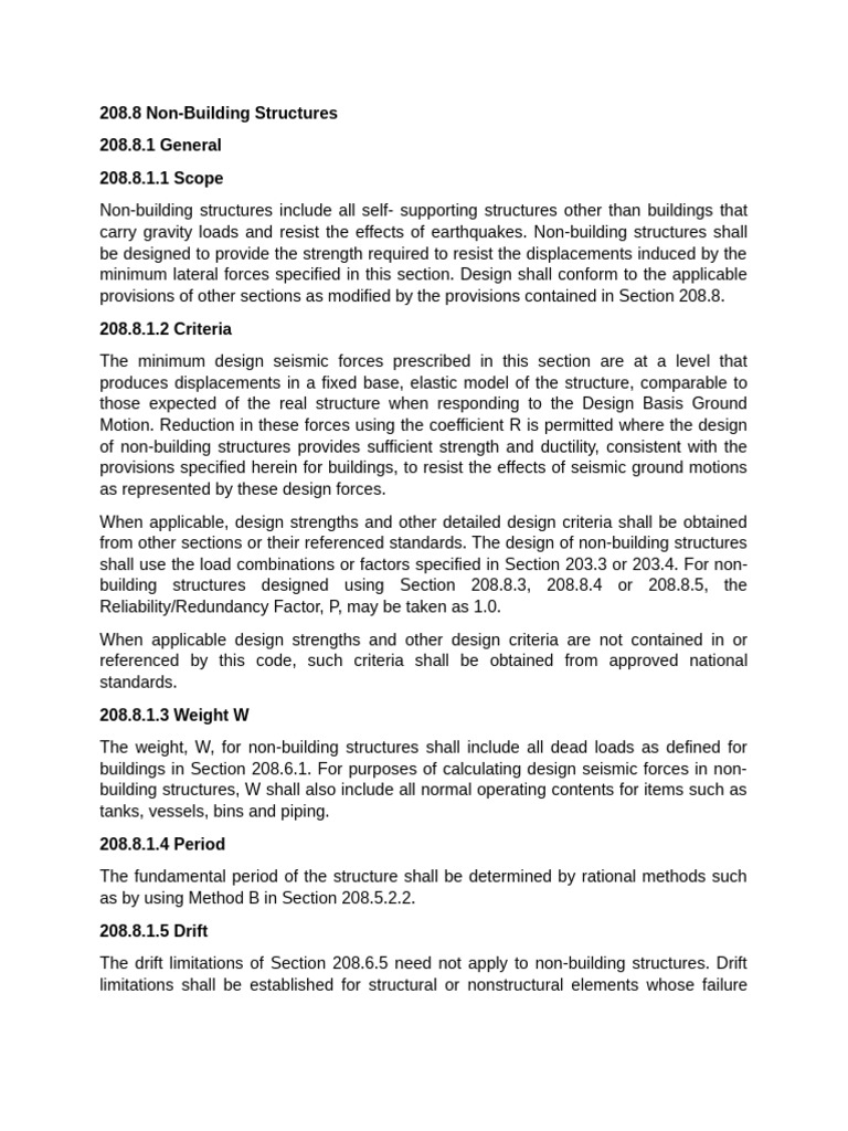 208.8 Non-Building Structures 208.8.1 General 208.8.1.1 Scope | PDF