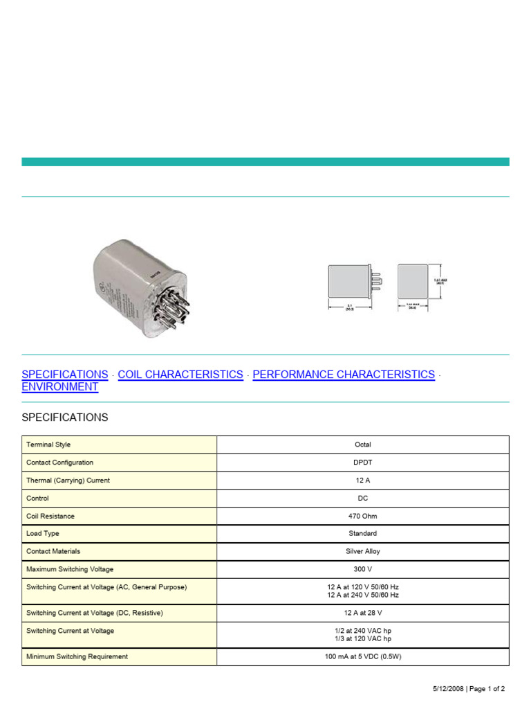 Magnecraft: Specifications Coil Characteristics Performance ...