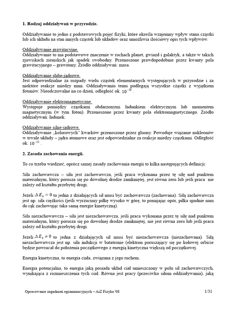 Notatek PL Opracowanie Zagadnien Egzaminacyjnych Aiz Fizyka | PDF