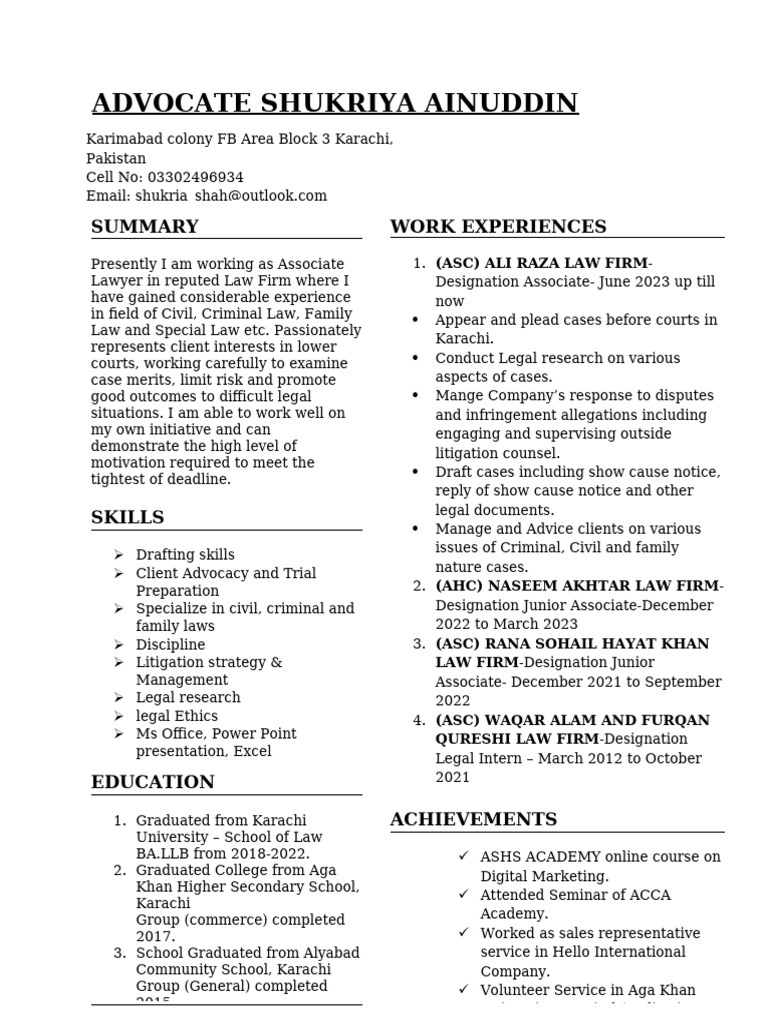 Adv. Shukriya Ainuddin | PDF