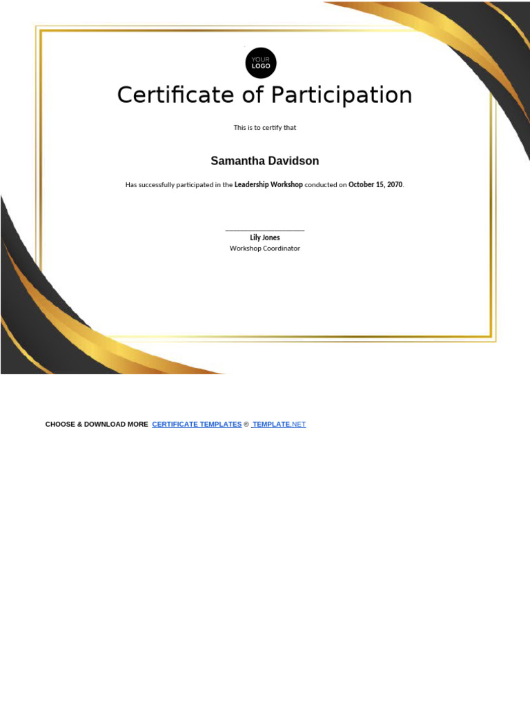 Participation Certificate Template | PDF