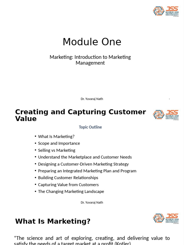 Module 01 - Introduction to Marketing Management | PDF