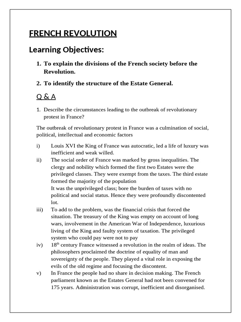 French Revolution Notes | PDF