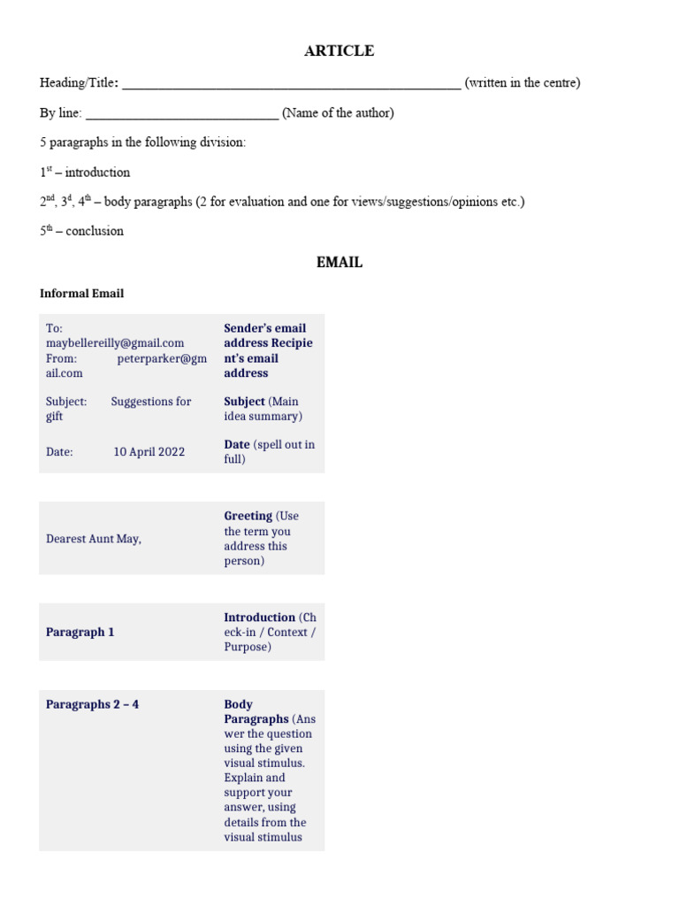 Formats For Directed Writing | PDF