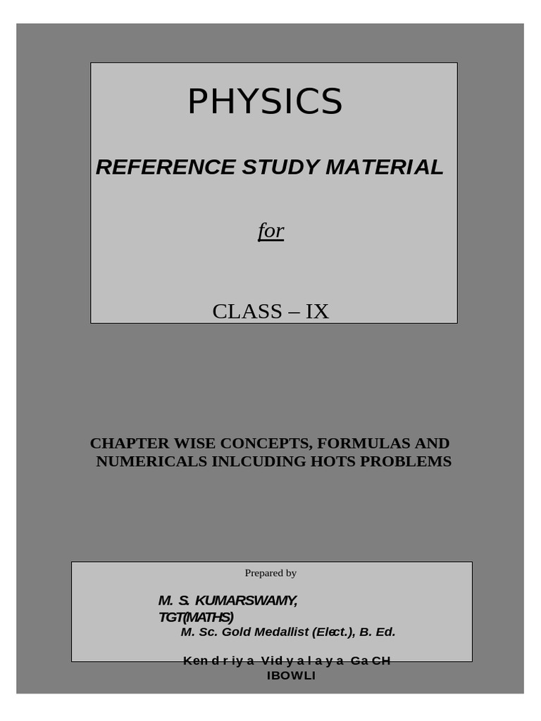 Physics Class Ix Reference Study Material | PDF