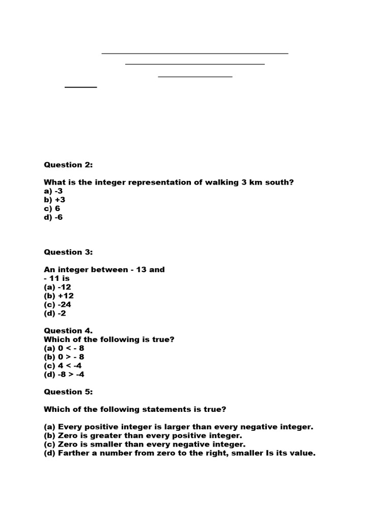 Maths Revision Class 5 MCQs-week 7 PDF | PDF