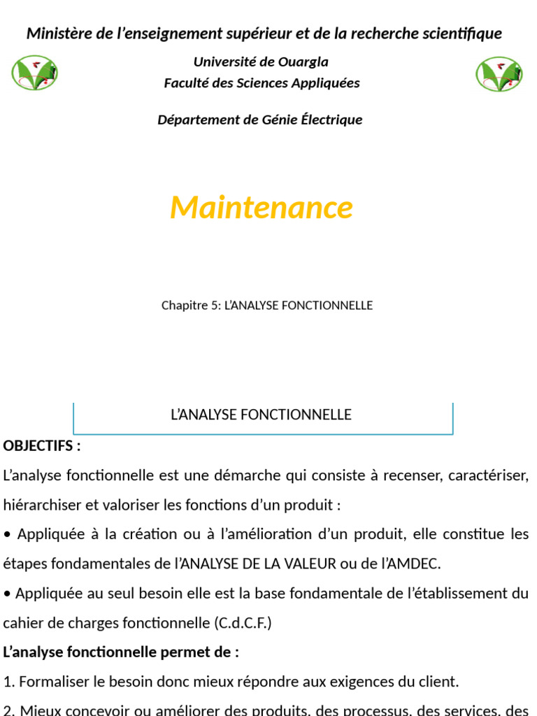Chapitre 5 L'analyse Fonctionnelle | PDF