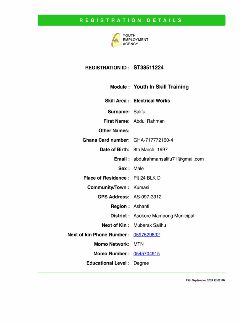 Registration Receipt | PDF