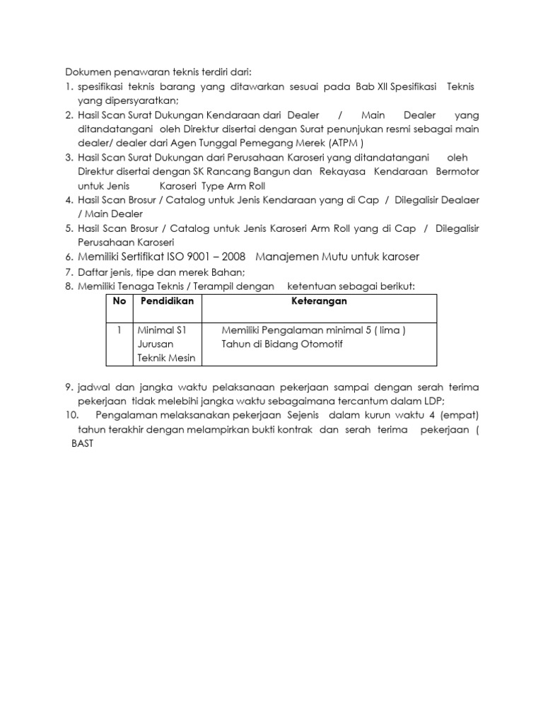 Dokumen Penawaran Teknis | PDF