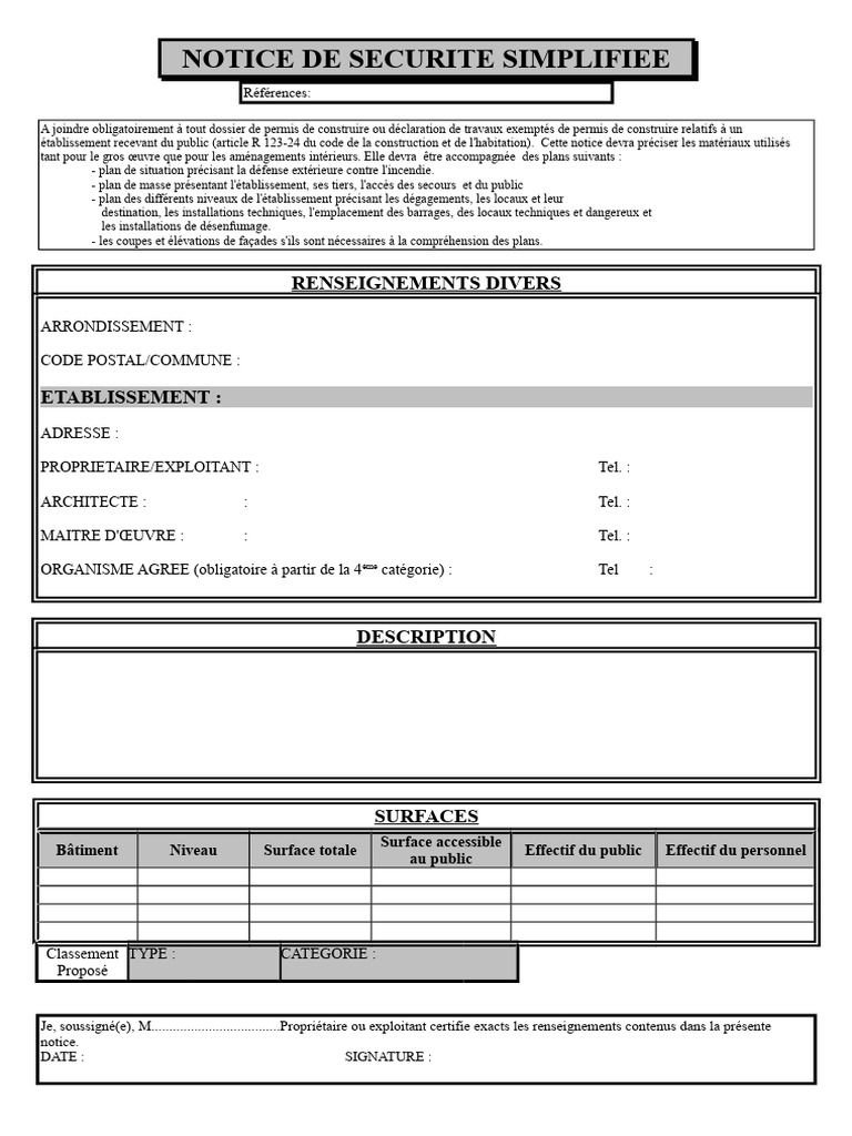 Access Erp Formulaires 05a Notice Sécurité+Simplifiée 201003 | PDF