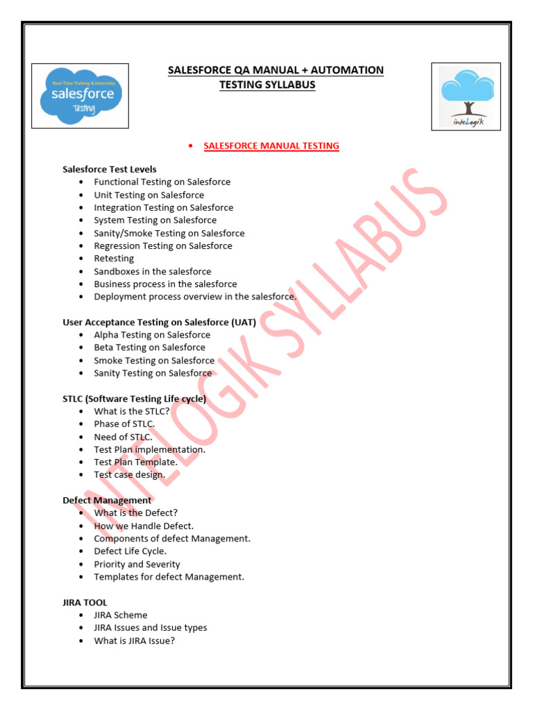Salesforce QA Manual - Automation Syllabus (N) - 1 | PDF | Selenium ...