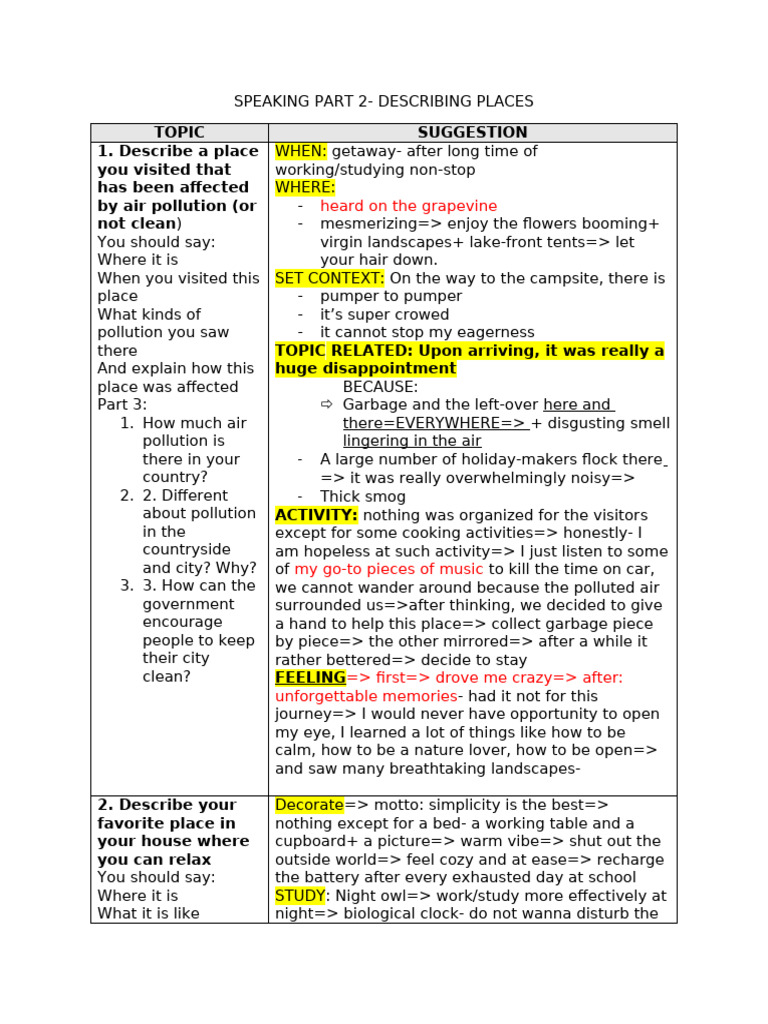 Describing Places | PDF