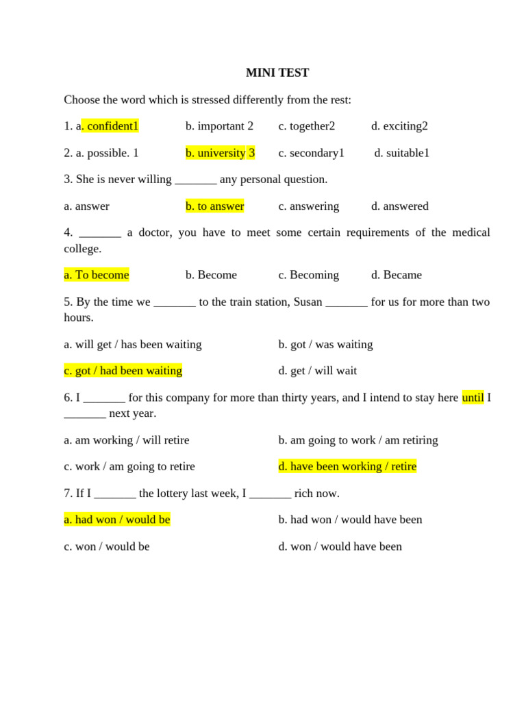 Mini Test | PDF