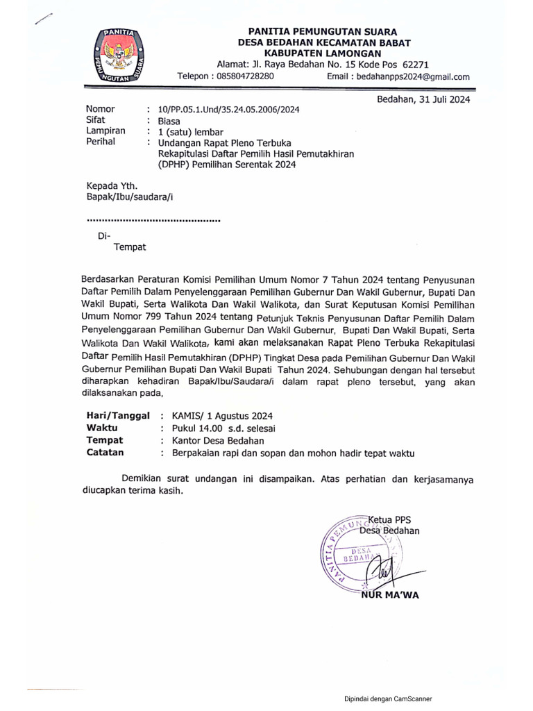 Undangan Pleno 1 | PDF