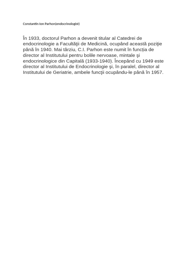 C.I. Parhon | PDF