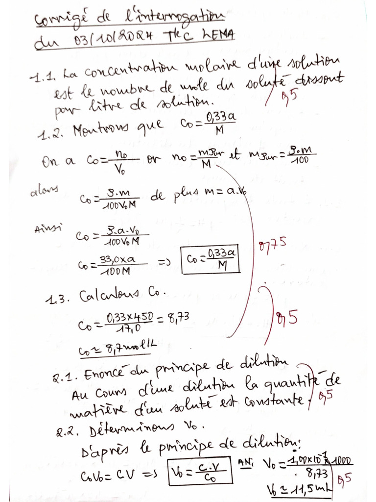 Corrigé de L'interrogation No2 | PDF