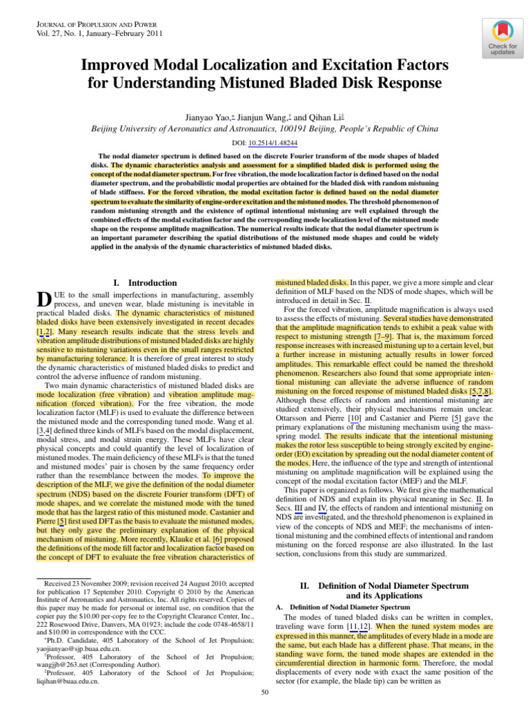 YaoWangLi-Improved Modal Localization and Excitation Factors | PDF